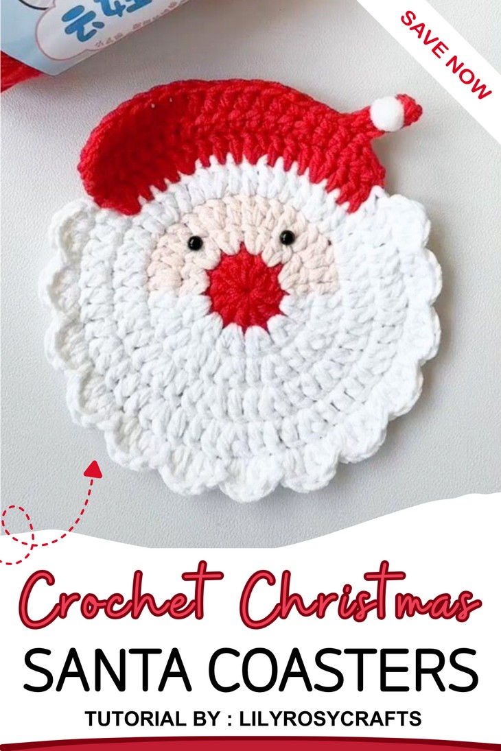 8 Free Crochet Christmas Coaster Patterns (Wreath, Santa, Snowflake ...