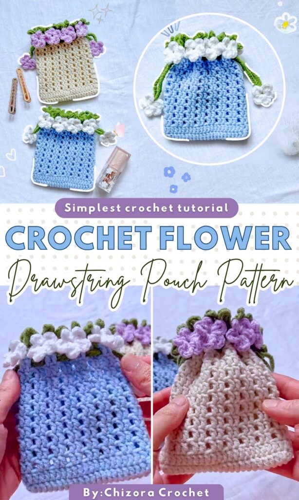 13 Free Crochet Cute Drawstring Pouch Patterns for Gifting