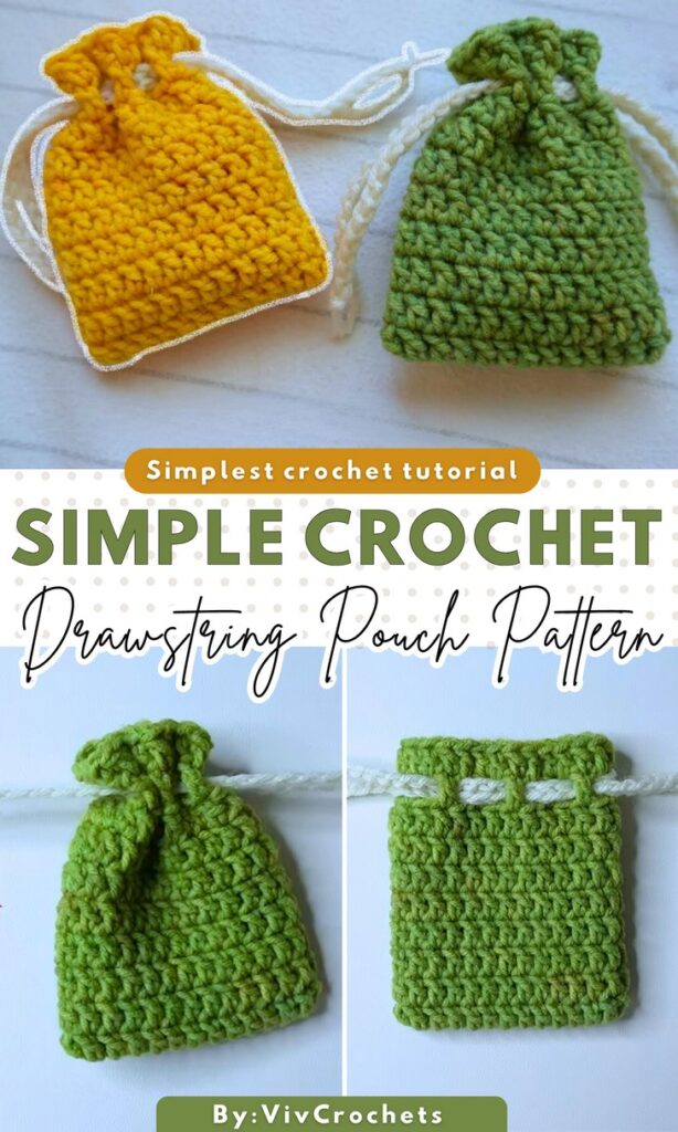 13 Free Crochet Cute Drawstring Pouch Patterns for Gifting
