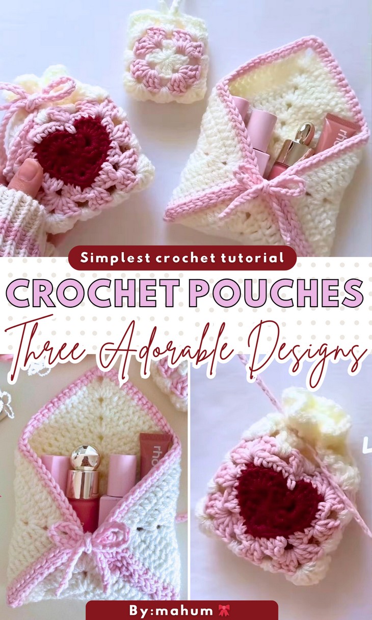 13 Free Crochet Cute Drawstring Pouch Patterns for Gifting – My Crafty ...