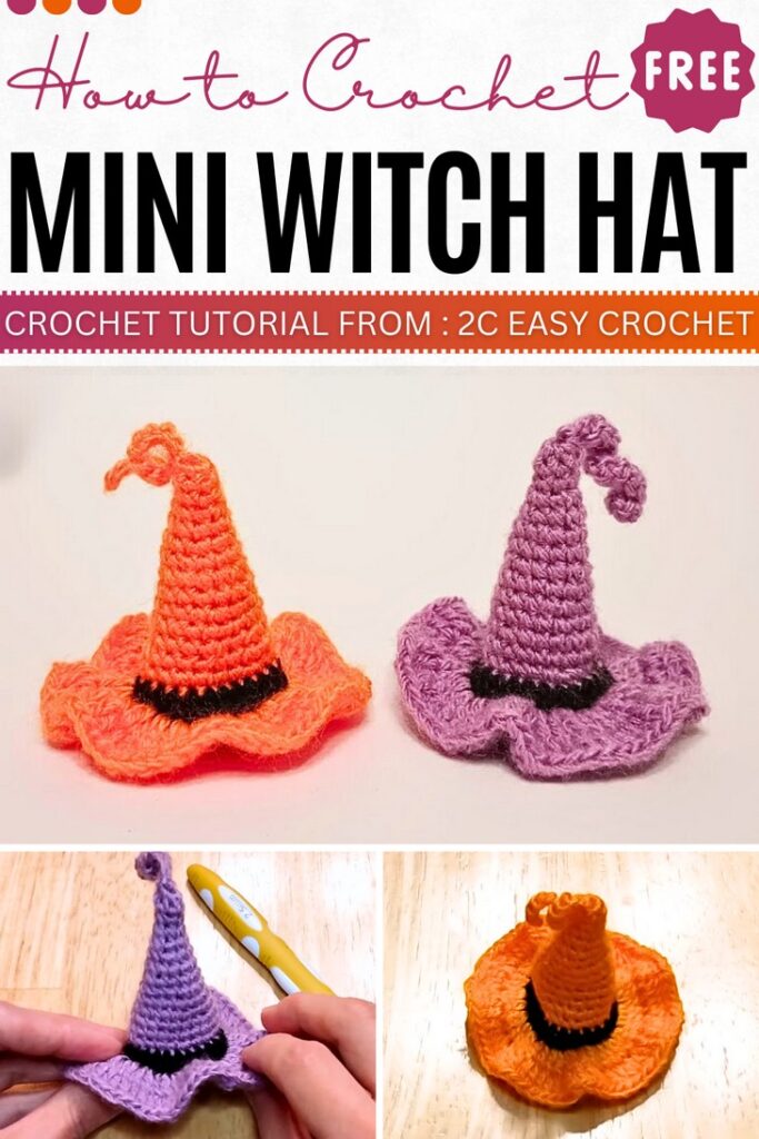 How to Crochet Detailed Witch Hat Keychain for Halloween