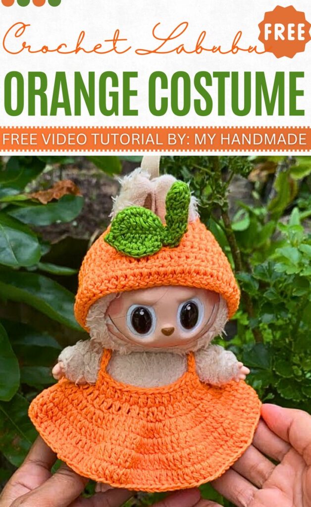 How to Crochet Orange Labubu Hat & Outfit for Fall (17cm Doll Outfit)