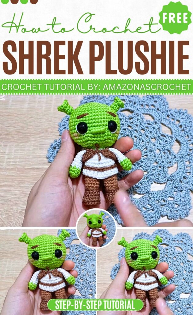 How to Crochet Mini Shrek Amigurumi Doll for Halloween – My Crafty Basket