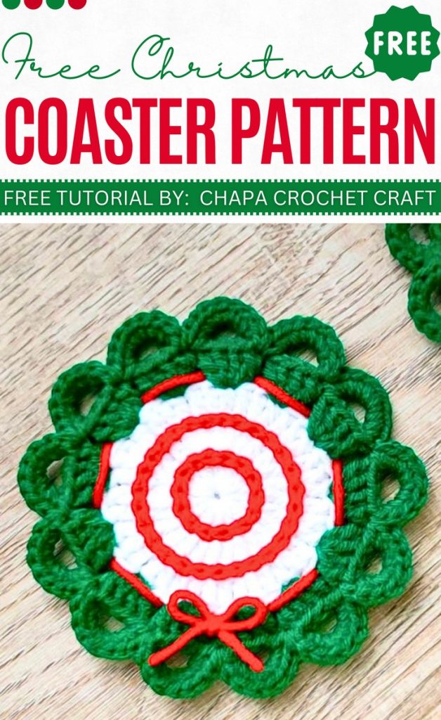 8 Free Crochet Christmas Coaster Patterns (Wreath, Santa, Snowflake ...