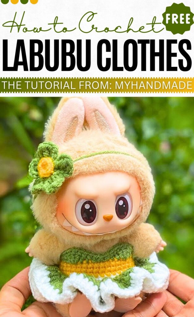 Crochet Labubu Flower Headband And 2 Dresses (Daisy & Tulip Version)