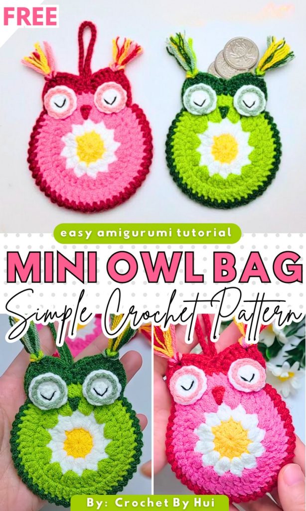 How to Crochet Sleeping Owl Pouch (Colorful, Mini and Easy) – My Crafty ...