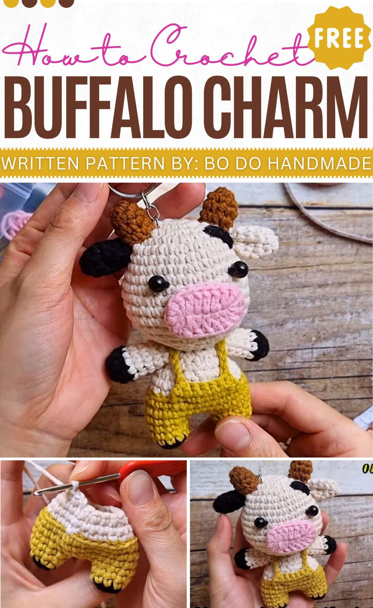 Crochet Buffalo Amigurumi Keychain Pattern Free
