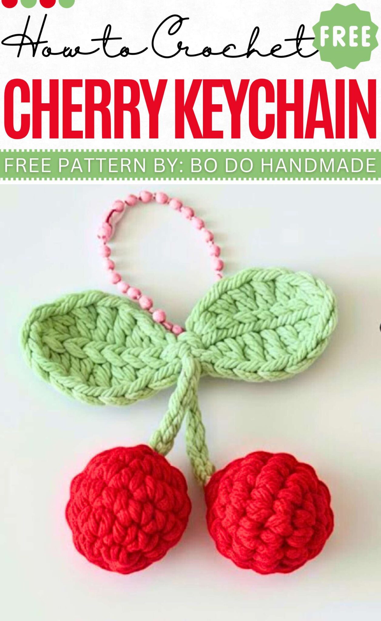 Free Crochet Cherry Keychain Written Pattern – My Crafty Basket