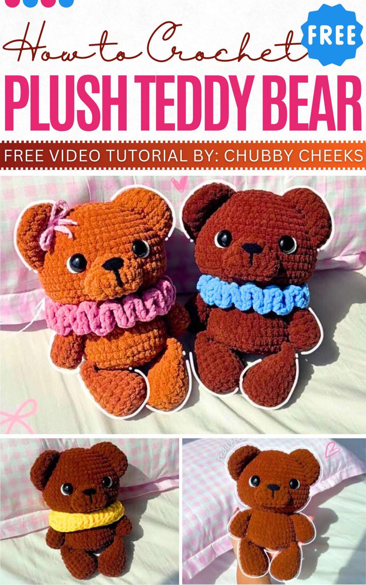 10 Free Crochet Teddy Bear Amigurumi Tutorials for Kids – My Crafty Basket
