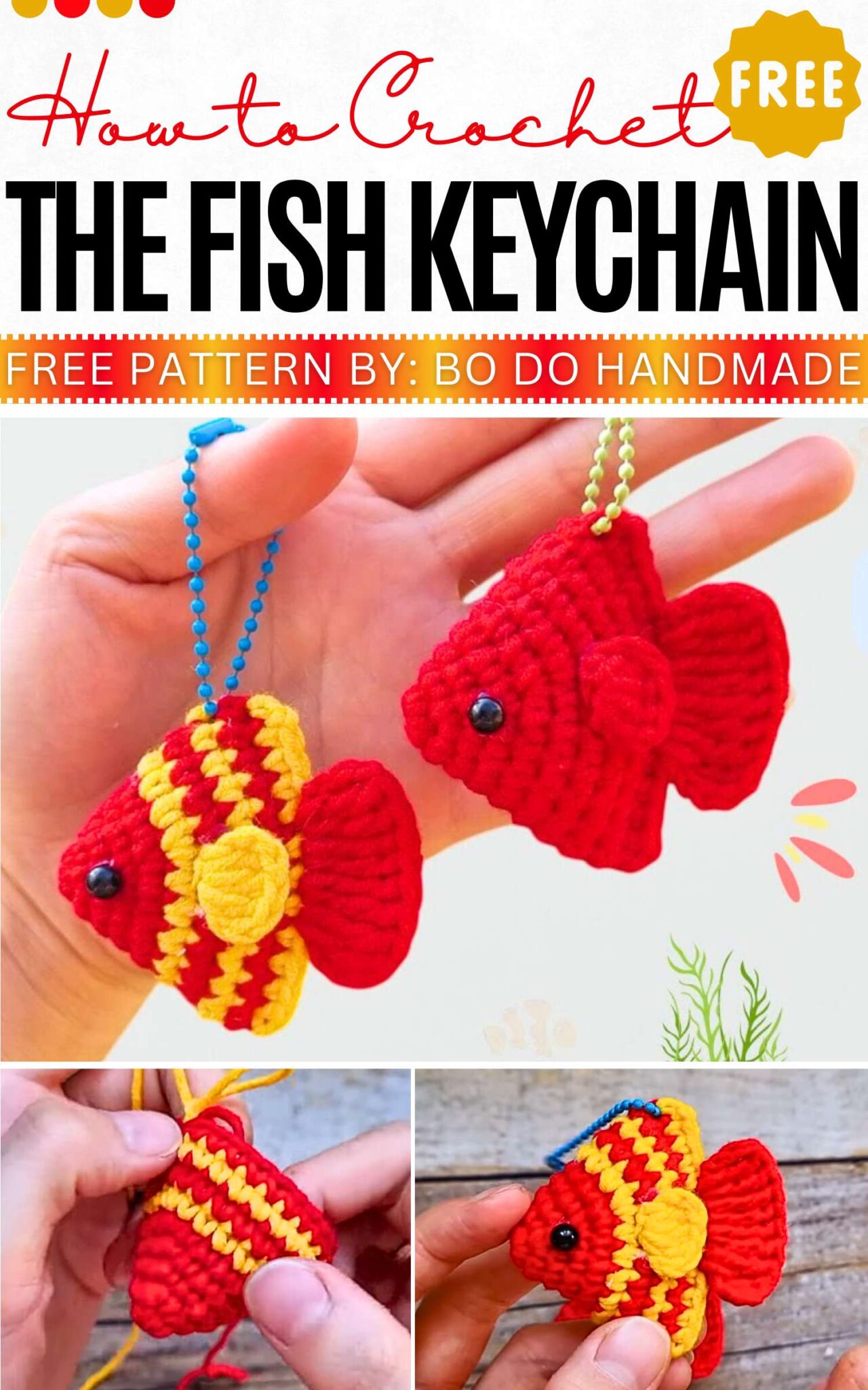 Free Crochet Mini Fish Keychain Pattern for New Year – My Crafty Basket