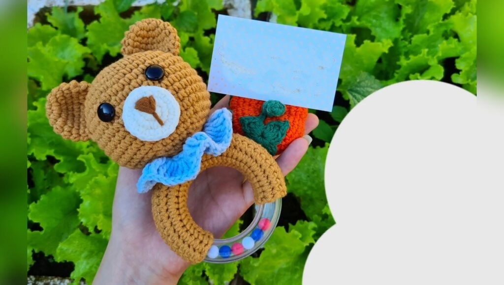 Crochet Bear-shaped Baby Rattle Pattern Step by step