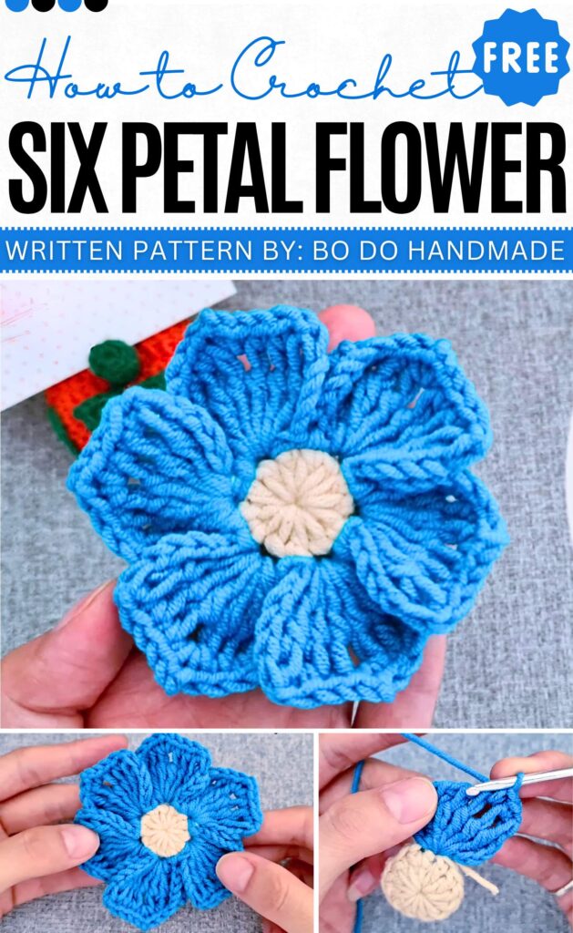 Crochet Six Petal Flowers Pattern Step by step