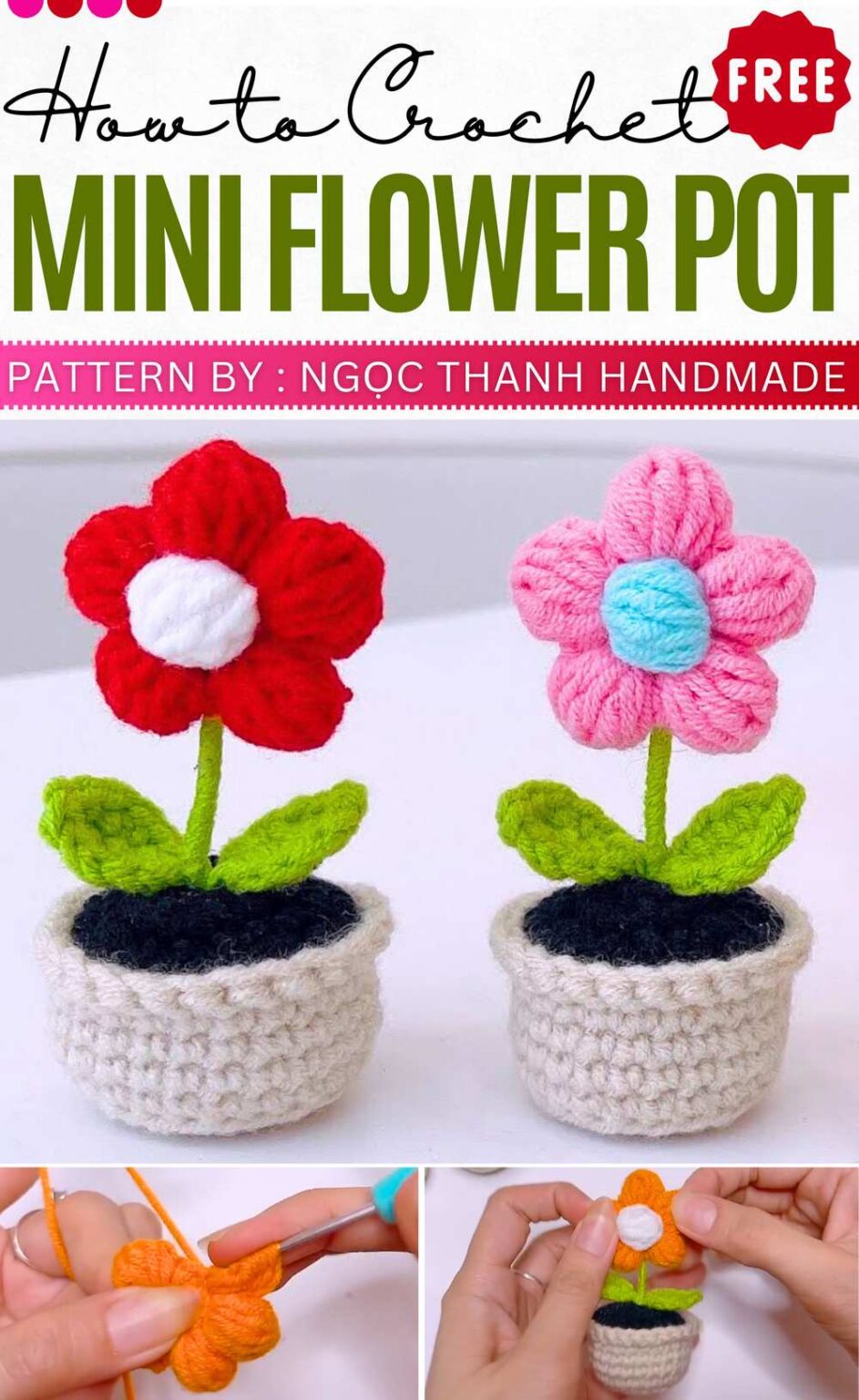 Crochet Flower Pot Pattern For Table Decoration – My Crafty Basket