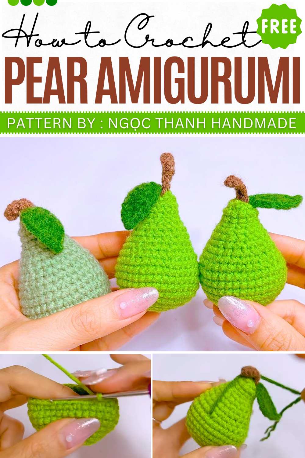 Free Crochet Amigurumi Pear Pattern for Table Decoration – My Crafty Basket
