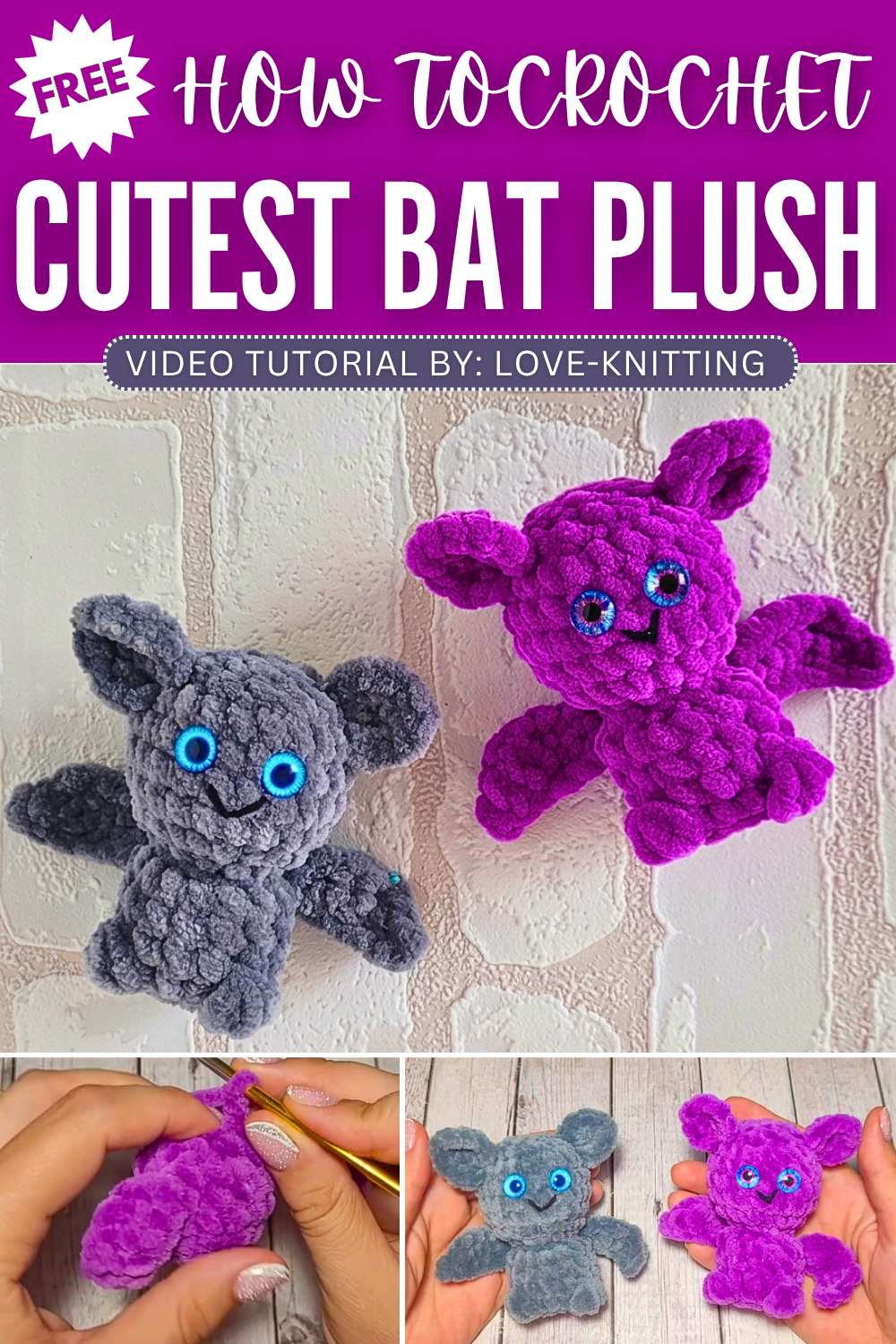 Knitting-Love: Free Crochet No-Sew Bat Plushie Pattern for Halloween ...